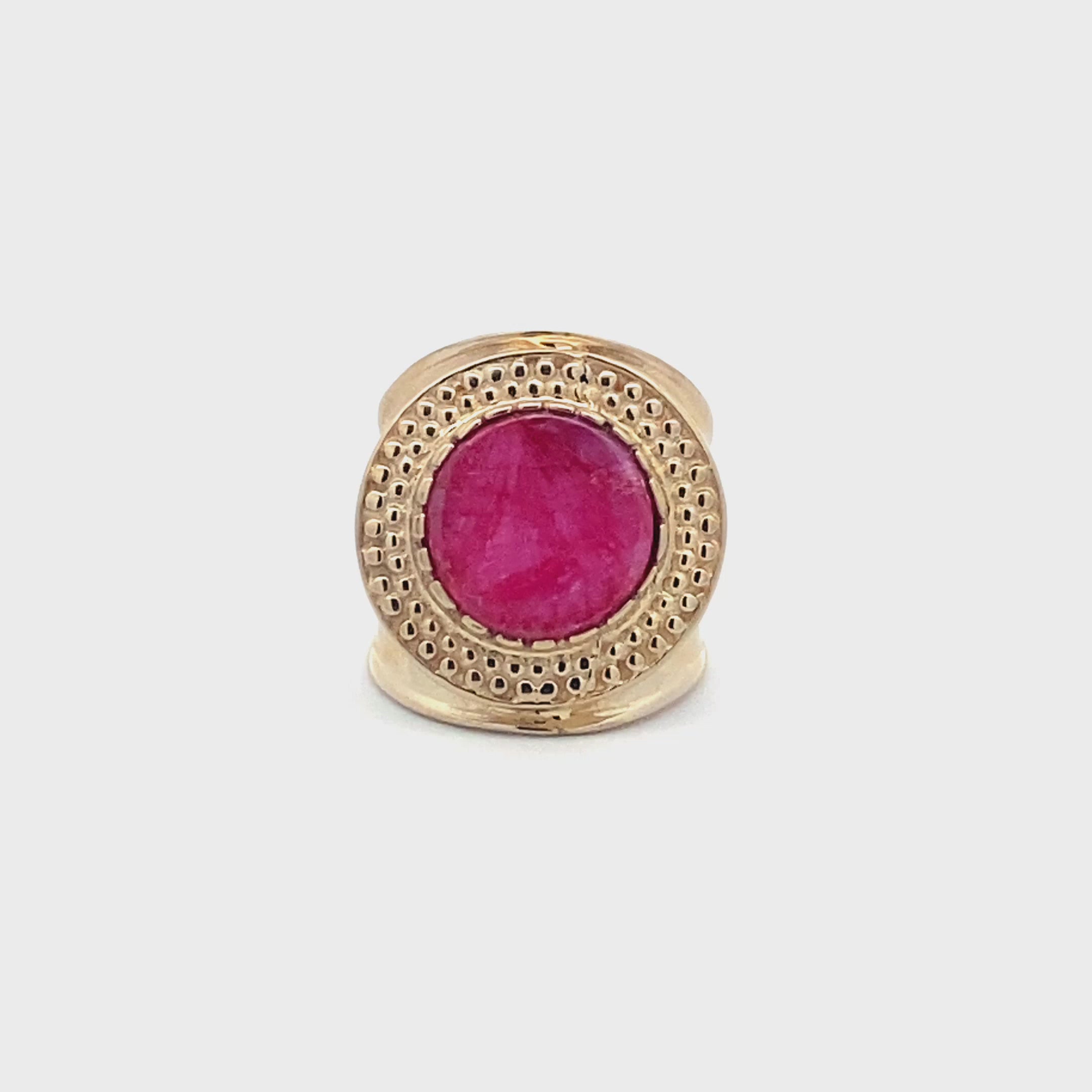 Ring flat stone fuchsia goldplated – PScallme
